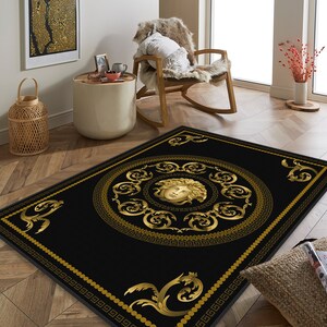 Medusa Gold Carpet, Gold Bordered Carpets, Greek Mats, Custom Rug ...