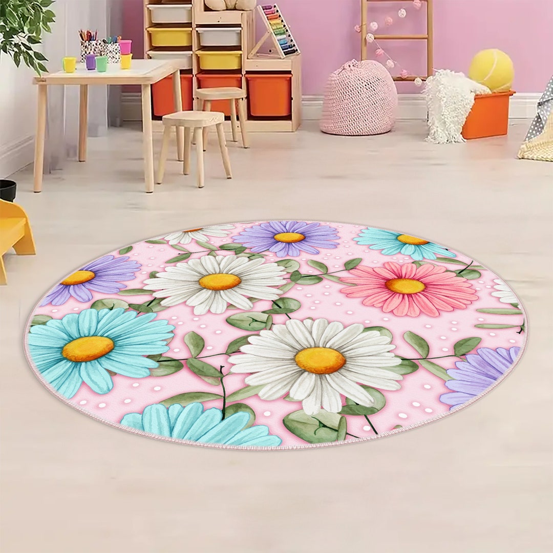 Floral Carpet, Pink Floral Carpet, Daisy Carpet, Living Room Carpet ...