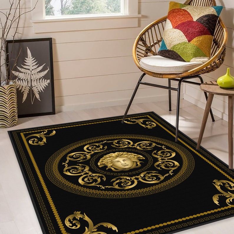 Medusa Gold Carpet, Gold Bordered Carpets, Greek Mats, Custom Rug ...