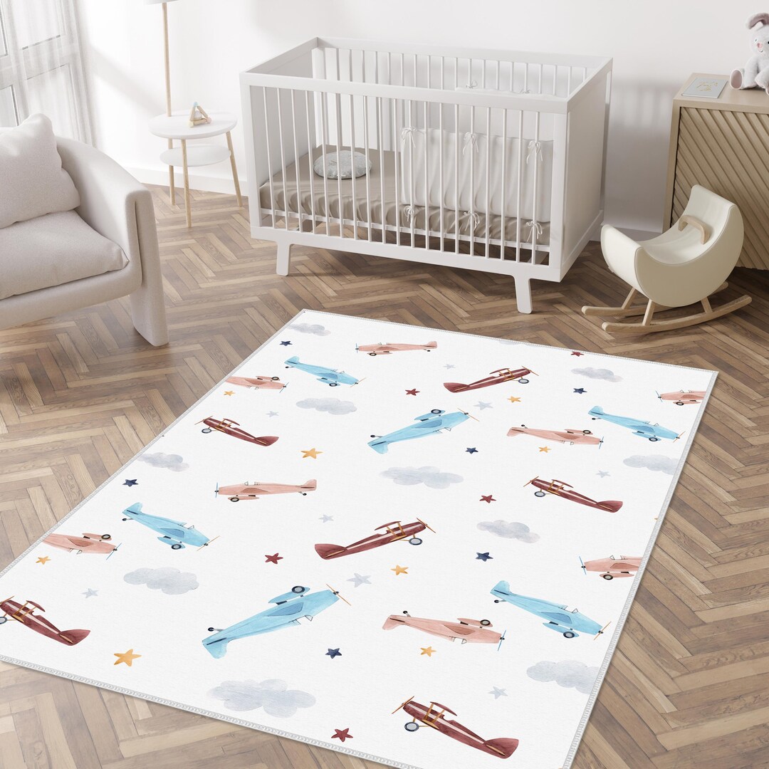 Air Vehicle Rugs, Airplane Patterned Rugs for Nursery, Airplane Rug for ...