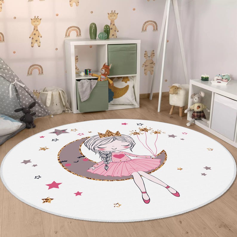 Fairy Girl Rugs,girls Room Rug,little Princess Round Carpet, Starry ...