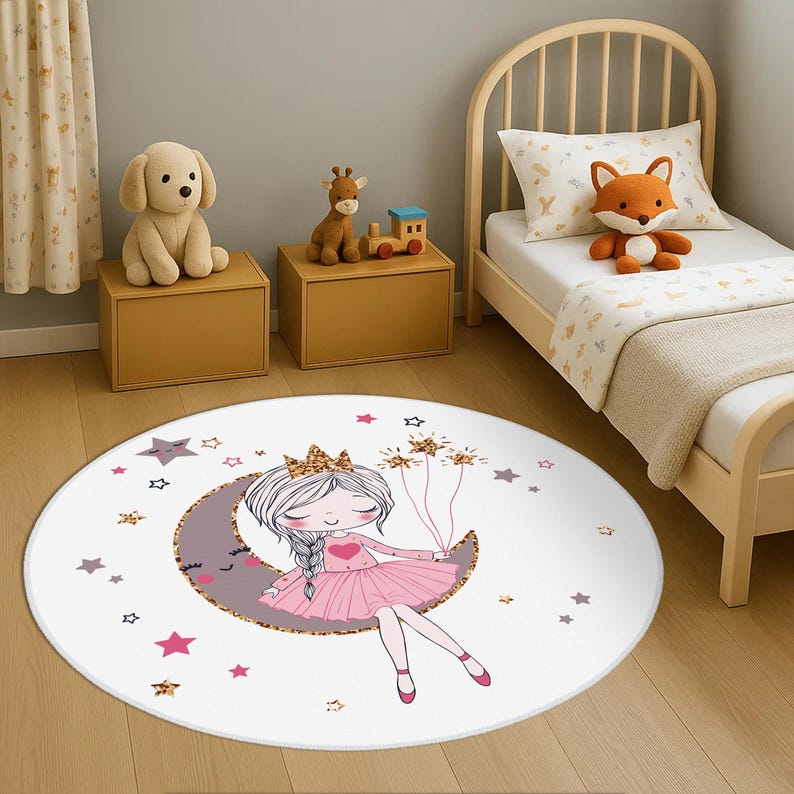Fairy Girl Rugs,girls Room Rug,little Princess Round Carpet, Starry ...