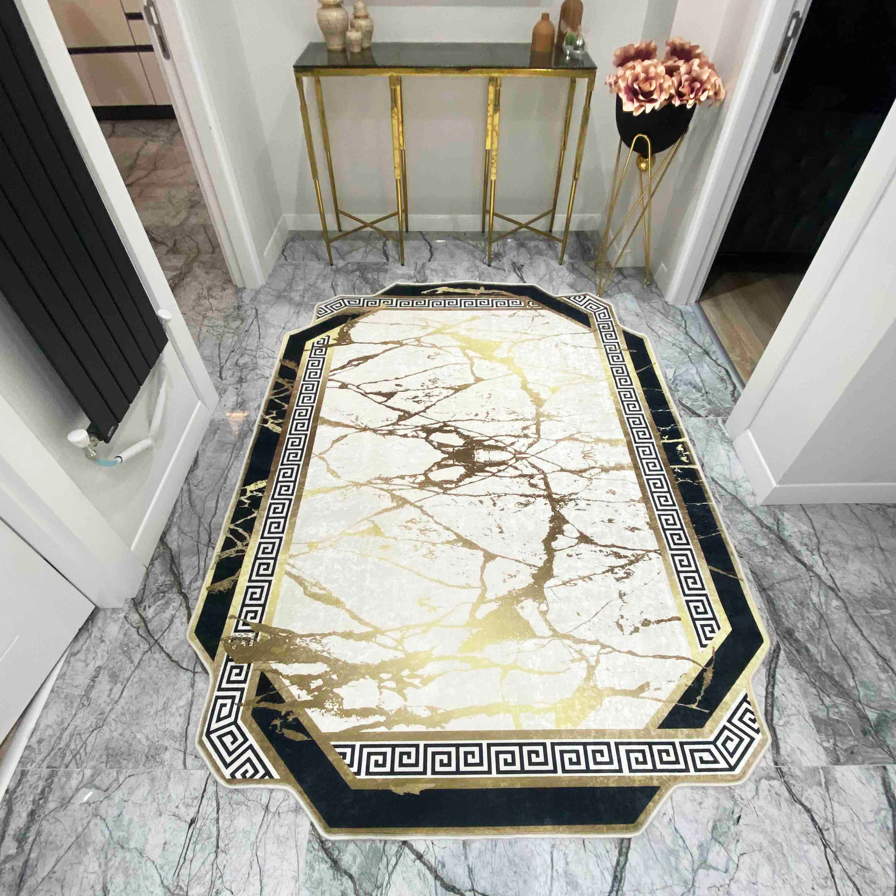 Gold Carpet, Modern Carpet, Gold Area Rugs, Gold Marble Pattern Carpet ...