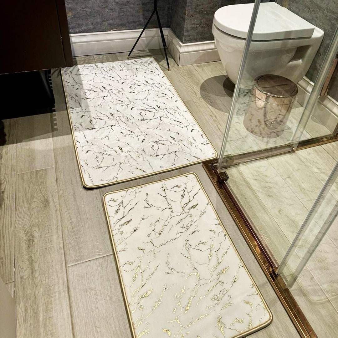 Gold Bath Mat, Gold Bathroom Luxury Rug, Quick Drying Bath Mat ...