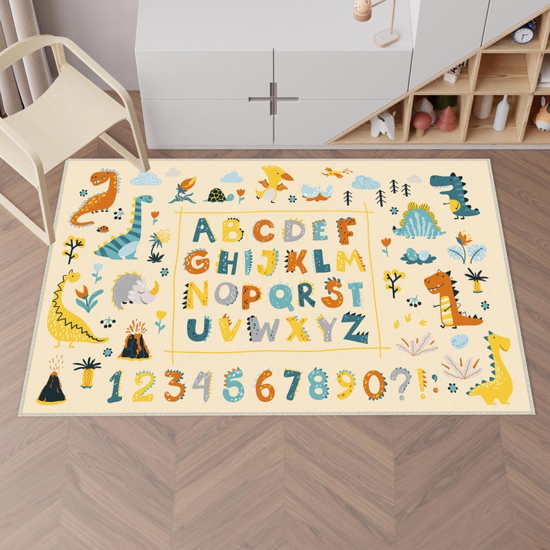 Letter Carpet, Number Kids Carpet, Dinosaur Figure Educational Carpet ...