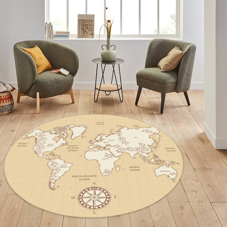 World Map Carpet, World Map Patterned Rug: Antique Color Wolrd Map Rug ...