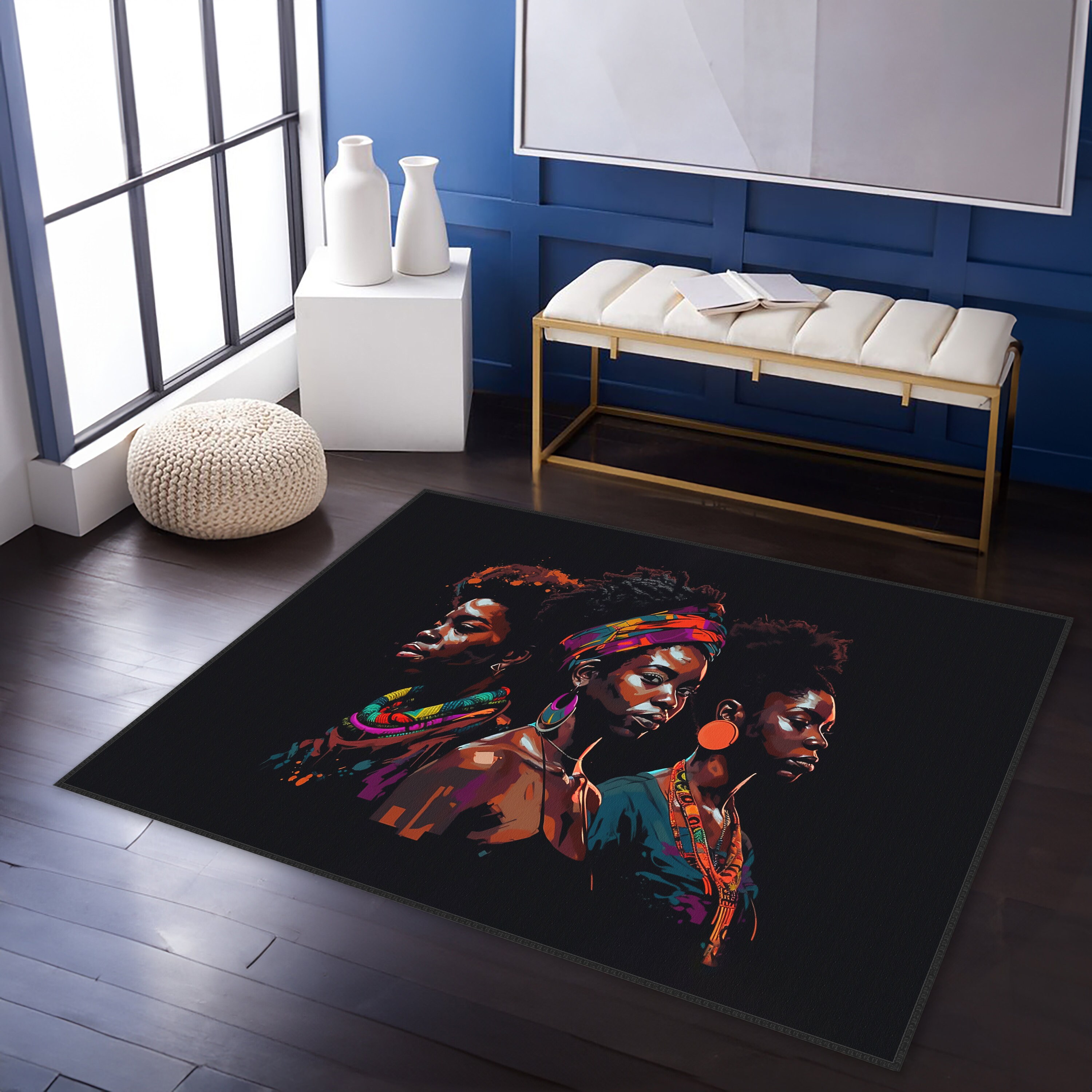 African Woman Rug, African Rug, Black Woman Rug, Living Room Rug ...