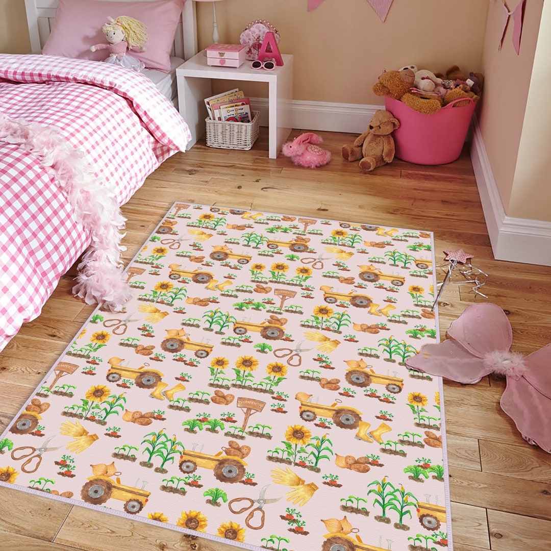 Farm House Rug, Kids Room Rug, Farm Kids Rug, Kids Room Decor, Gift ...