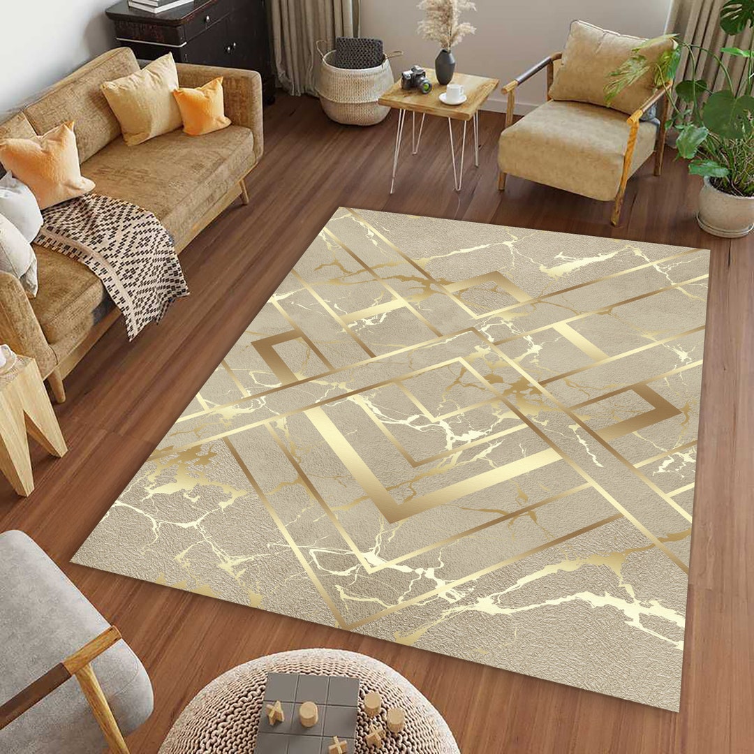Gold Carpet, Modern Carpet, Gold Area Rugs, Gold Carpet, Marble Pattern ...