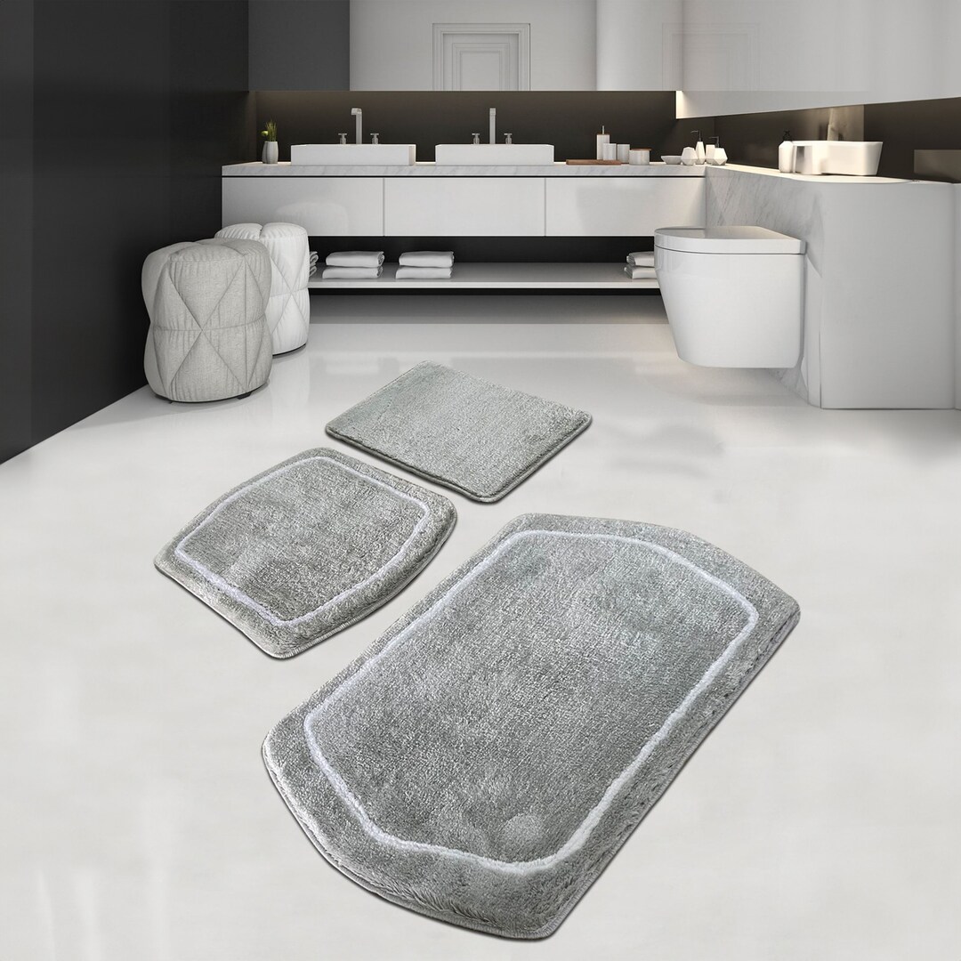3-piece Bath Mat Set, 3-piece Gray Mat Set, Cabinet Set, Decor Bathroom ...
