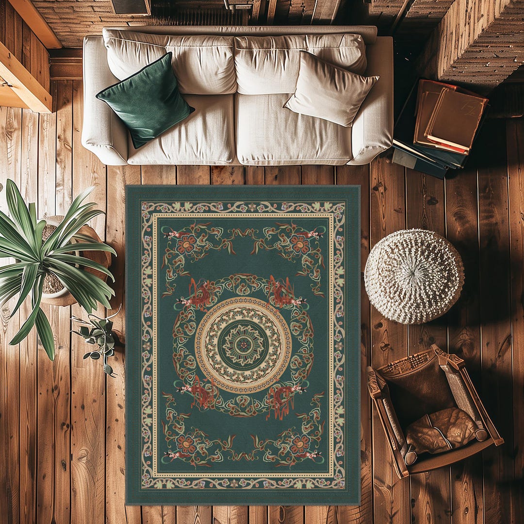 Green Rug for Bedroom,green Vintage Style Rug,green Rug for Living Room ...