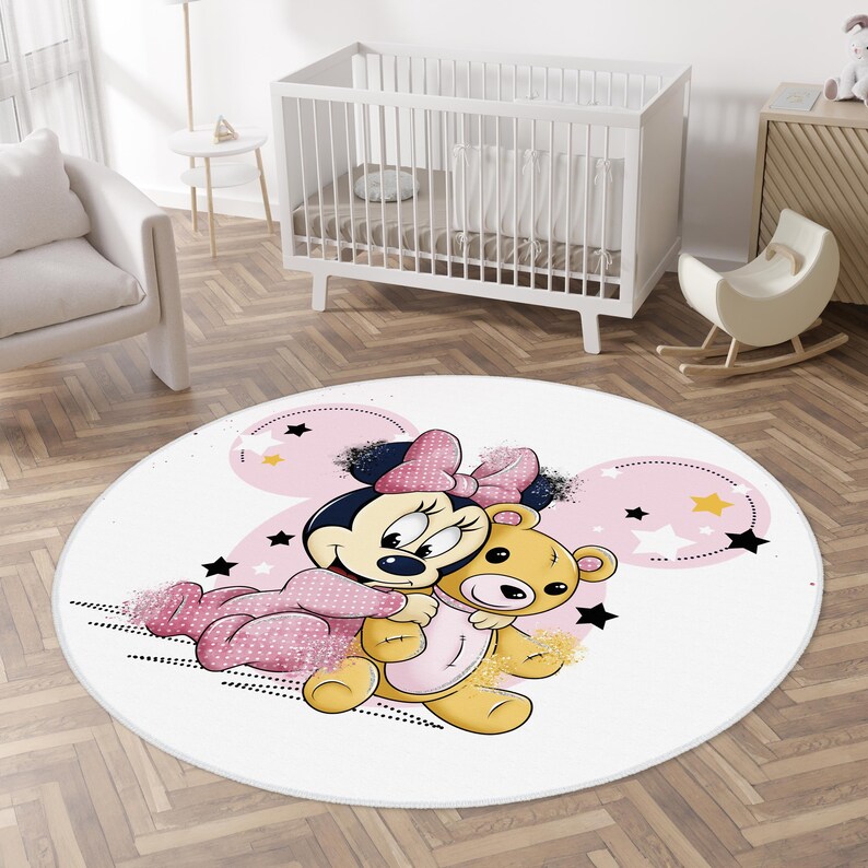 Baby Minnie Mouse Rugs,pink Minnie Mouse Rug,baby Girl Playroom Mats ...