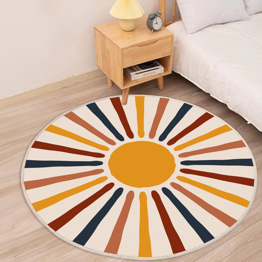 Abstract Sun Rug, Abstract Shapes Carpet, Modern Home Decor, Geometric ...