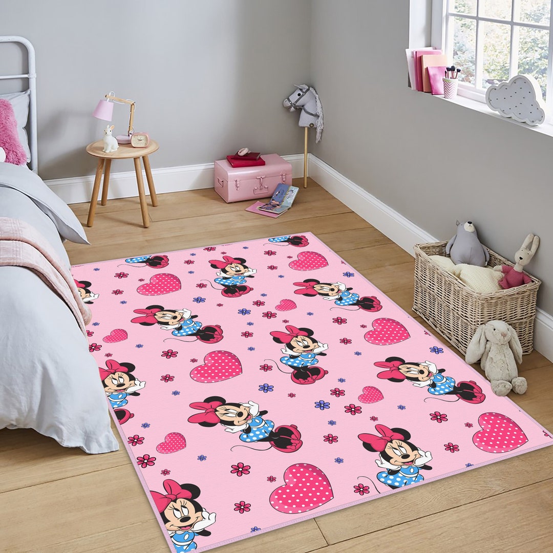 Minnie Mouse Kids Rug, Soft Nursery Rug, Soft Child Rug, Cute Minnie ...