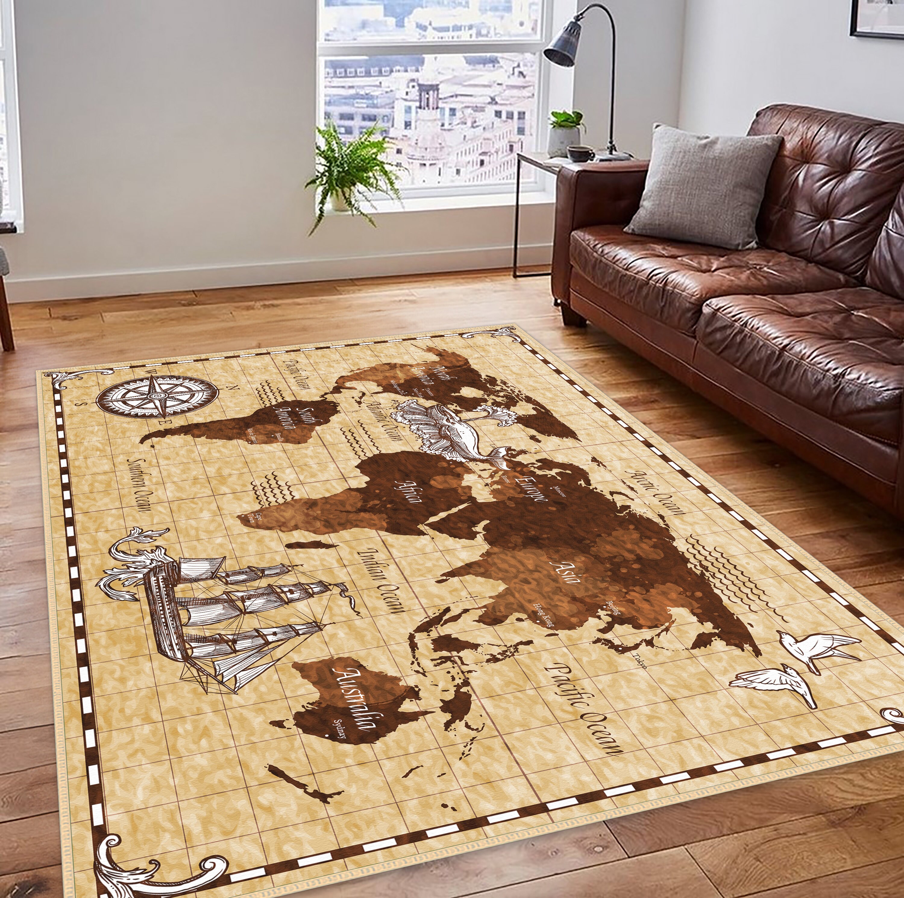 Vintage Map Carpet, Vintage World Map Rug, Old World Map Rug, Giftfor ...