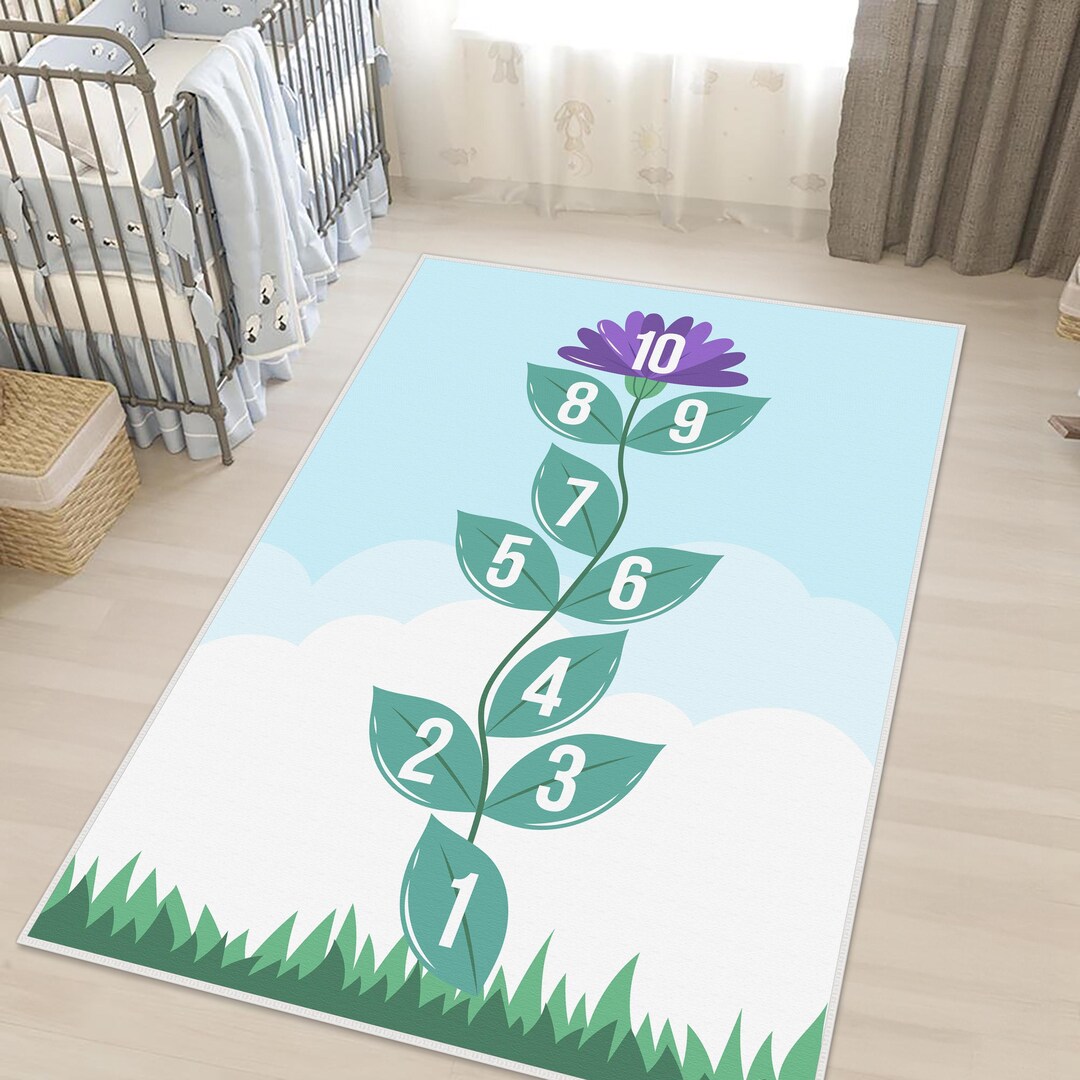Hopscotch Activity Rug,floral Rectangular Toddler Carpet,numbers ...