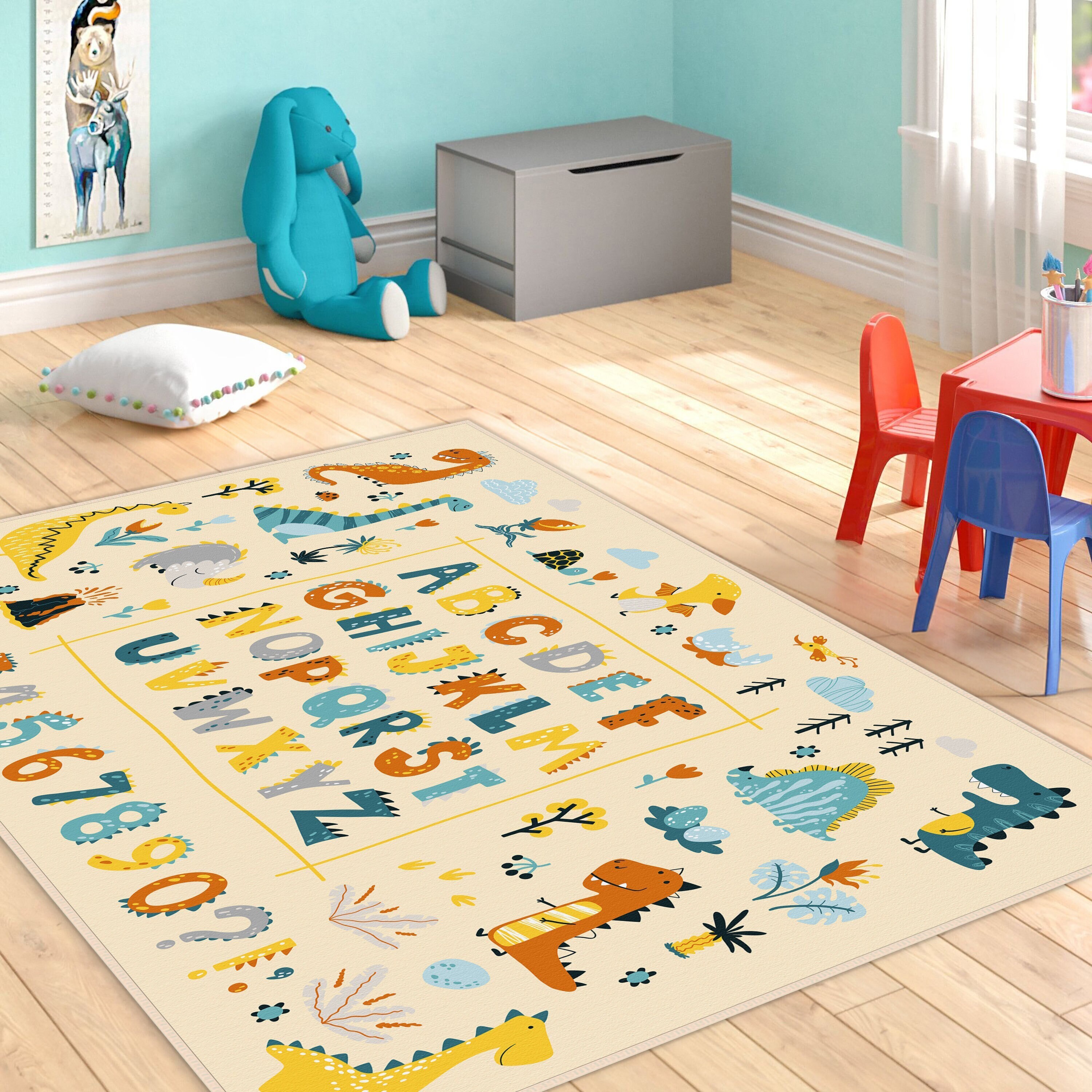 Letter Carpet, Number Kids Carpet, Dinosaur Figure Educational Carpet ...