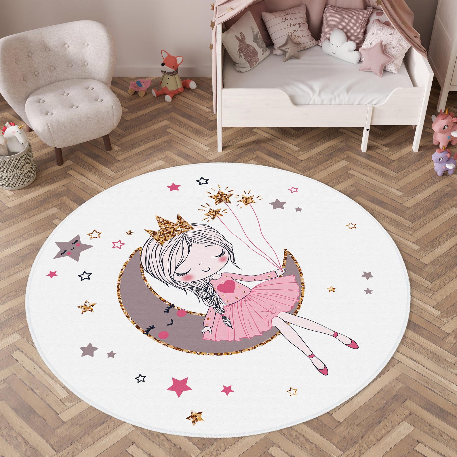 Fairy Girl Rugs,girls Room Rug,little Princess Round Carpet, Starry ...