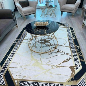 Gold Carpet, Modern Carpet, Gold Area Rugs, Gold Marble Pattern Carpet ...