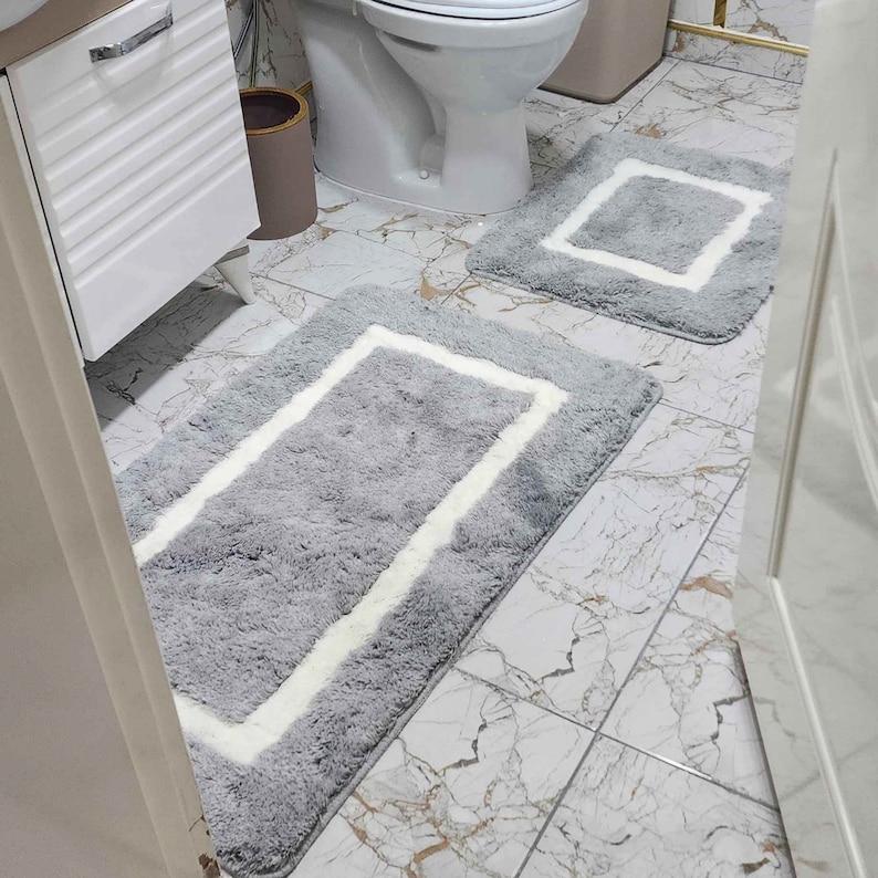 3-piece Bath Mat Set, 3-piece Gray Mat Set, Cabinet Set, Decor Bathroom ...