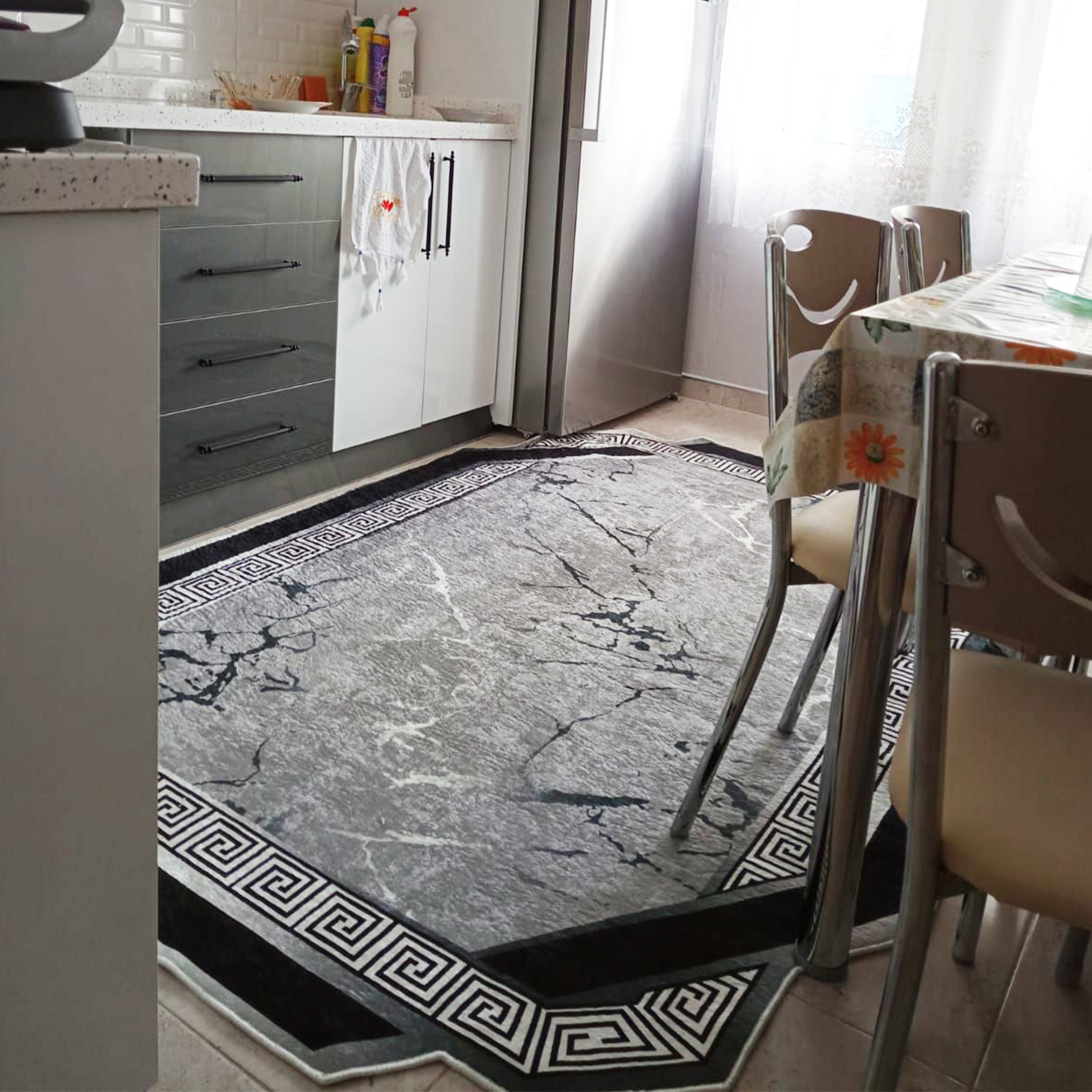 Silver Striped Black Rug, Silver Luxury Rug, for Living Room Rug ...