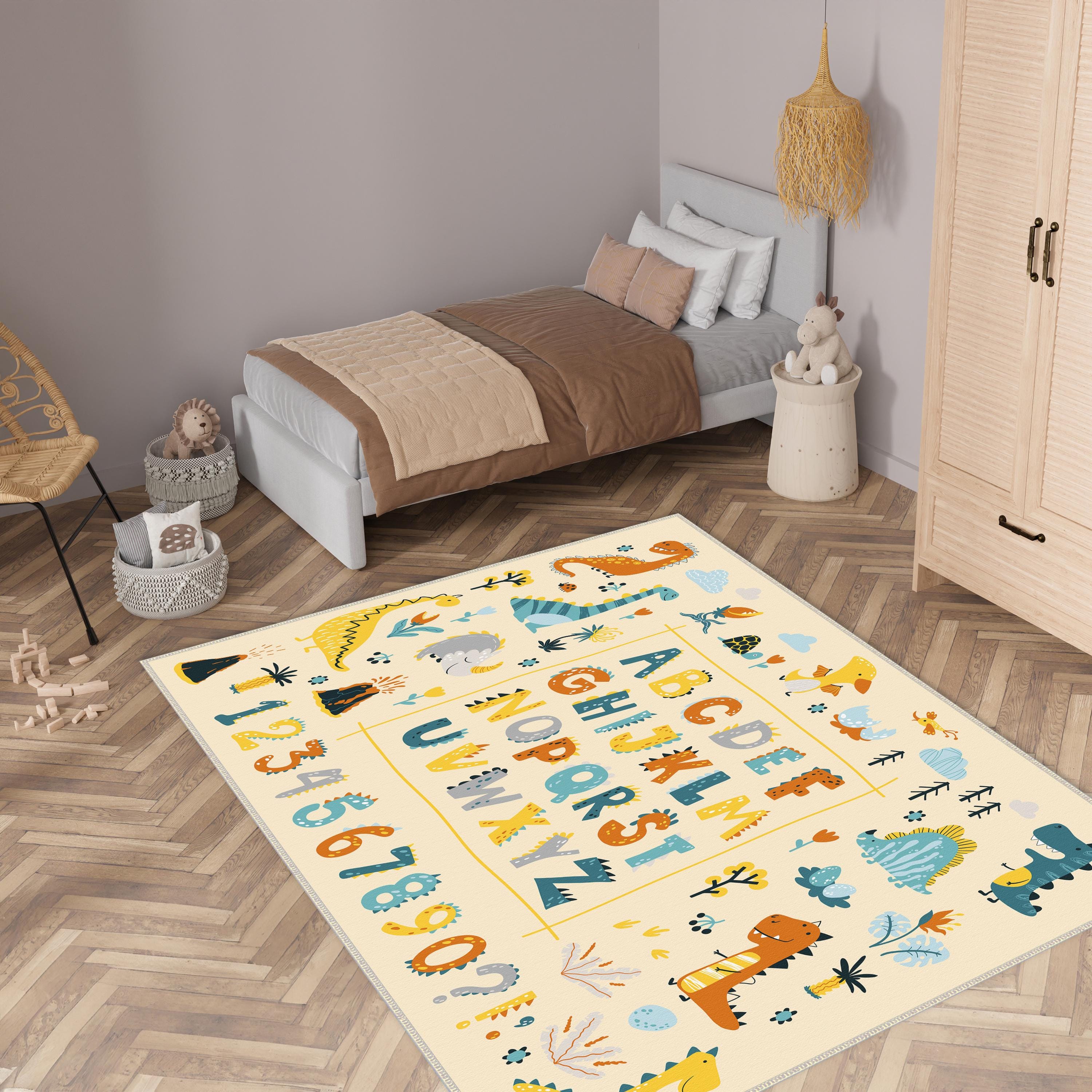 Letter Carpet, Number Kids Carpet, Dinosaur Figure Educational Carpet ...