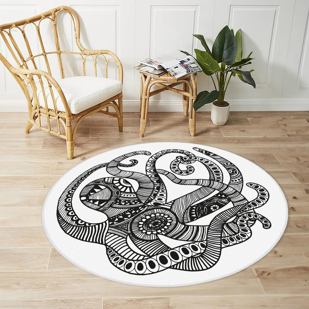 Octopus Figure Rug, Maximalist Home Decor, Living Room Rug With Octopus ...