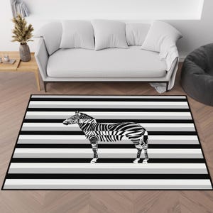 Zebra Pattern Rug, Zebra Skin Bedroom Rug, Non-slip Washable Rug ...