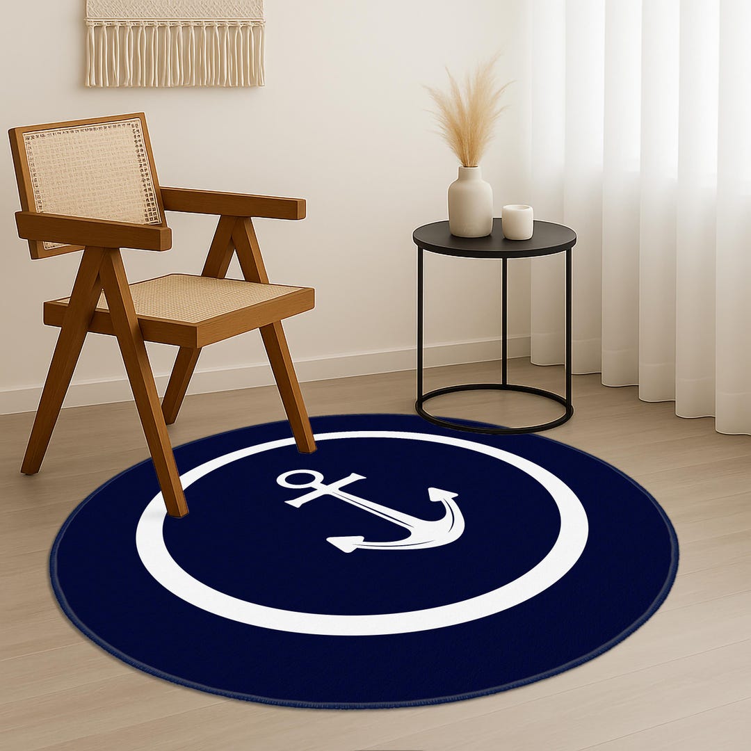Marine Themed Sailor Patterned Rug, Anchor Rug, Sailor Marina Rug ...