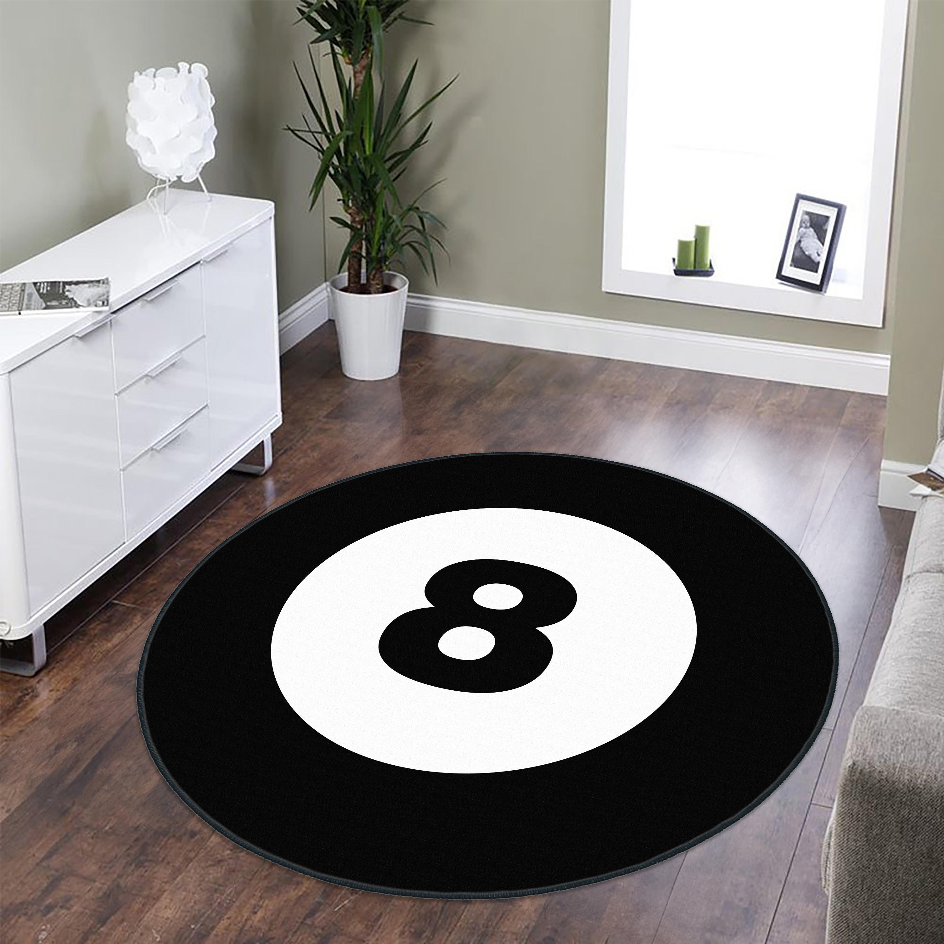 Billiard Ball Rug, 8 Ball Rug, Round Rug, Billiard Ball Rug, Living ...