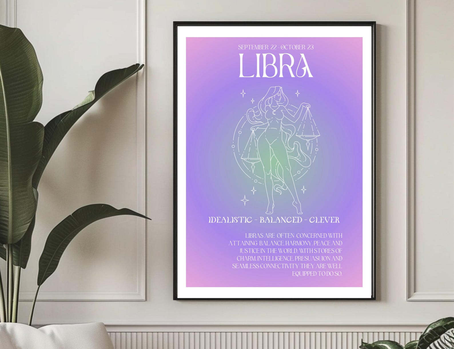 ZODIAC Print LIBRA Star Sign Wall Art Poster Astrology Printable ...