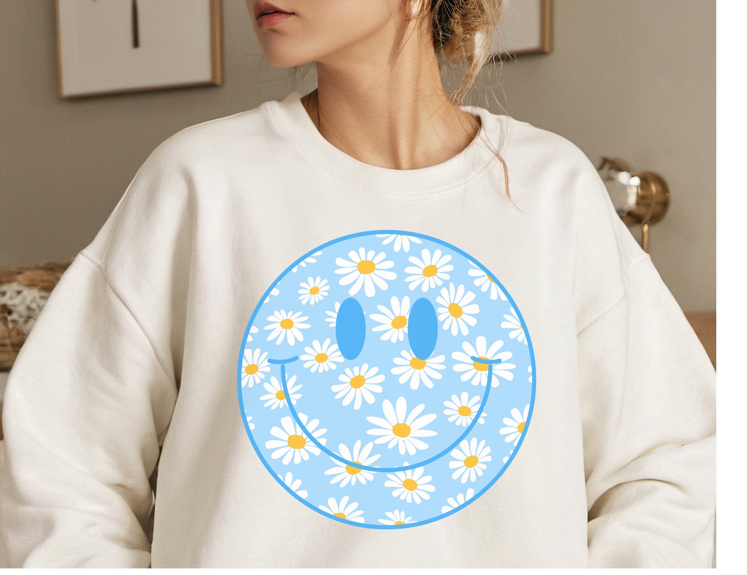 Daisy Smile PNG, Floral Smile PNG, Retro Daisy Png, Boho Smiley Png ...
