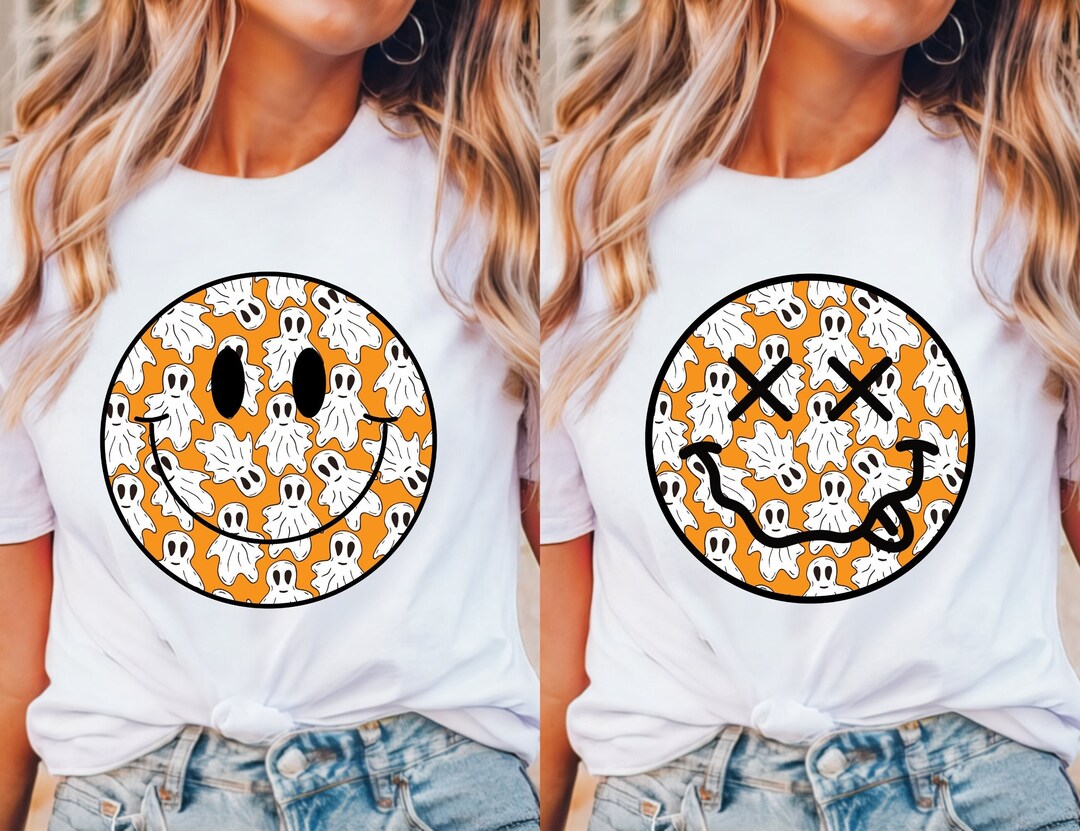 Smiley Face PNG Halloween Ghosts Set Spooky Season Shirt Costume for ...