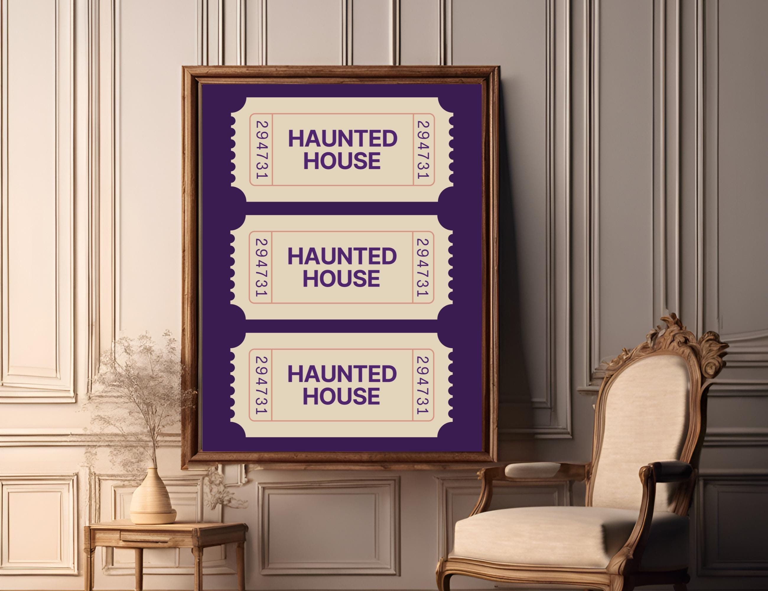 Halloween Print Haunted House Ticket Poster Halloween Party Decor ...