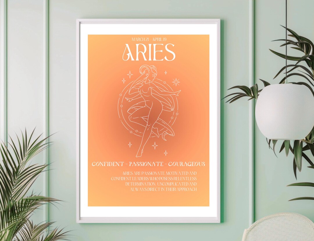 ZODIAC Print ARIES Star Sign Wall Art Poster Astrology Printable ...