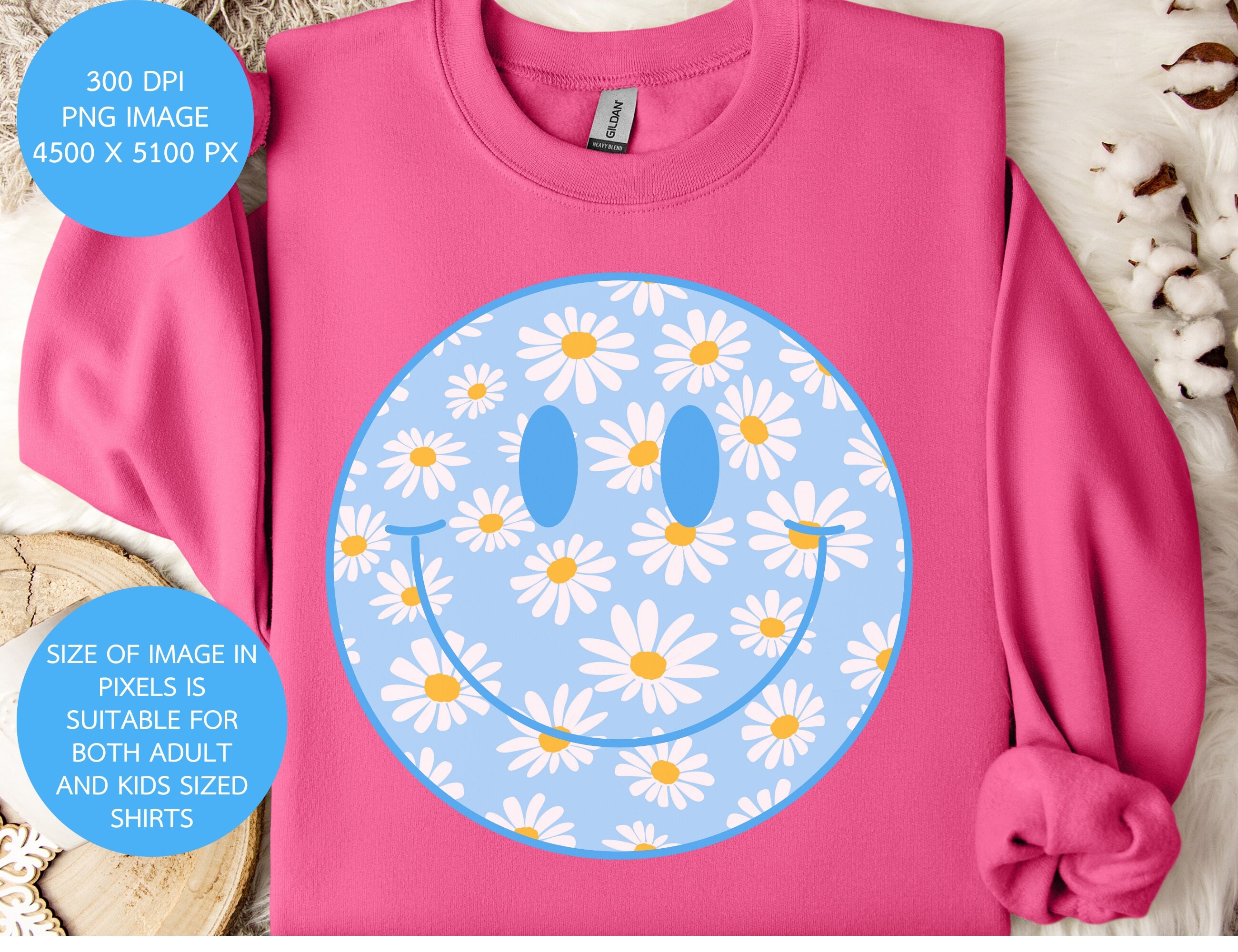 Daisy Smile PNG, Floral Smile PNG, Retro Daisy Png, Boho Smiley Png ...