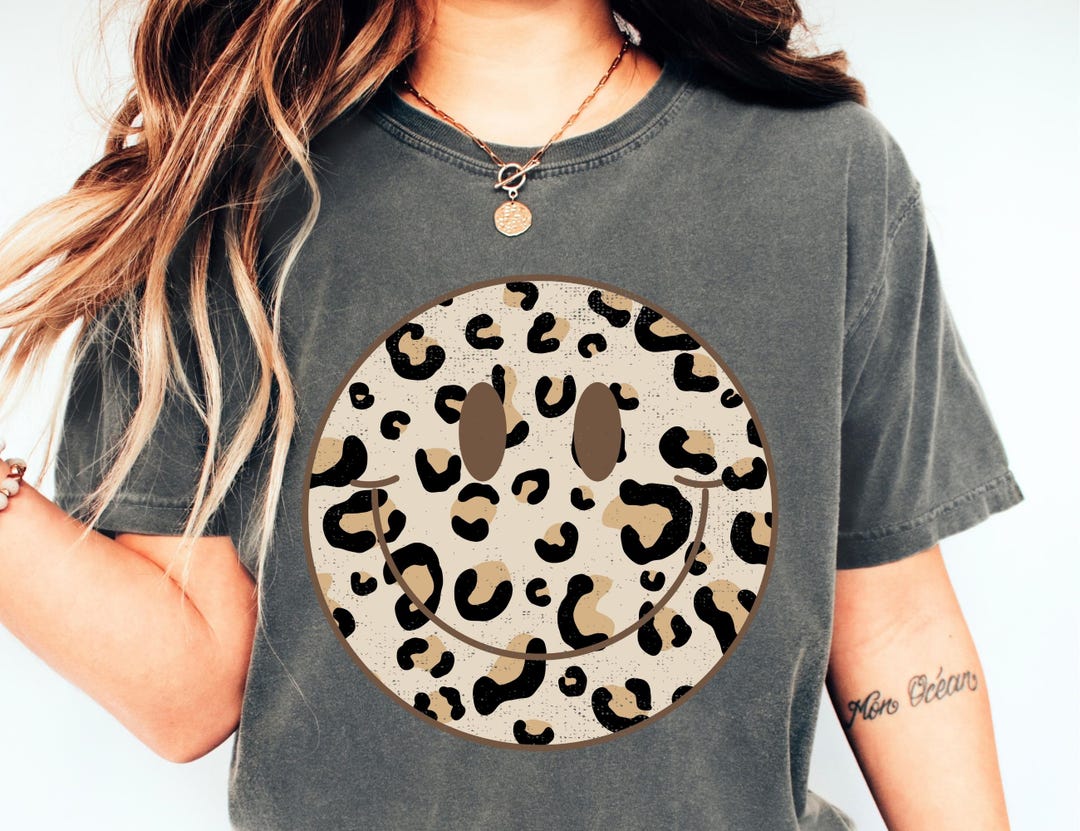 Smiley Face PNG Leopard Print Happy Face Png Fall Cheetah Print Mama ...