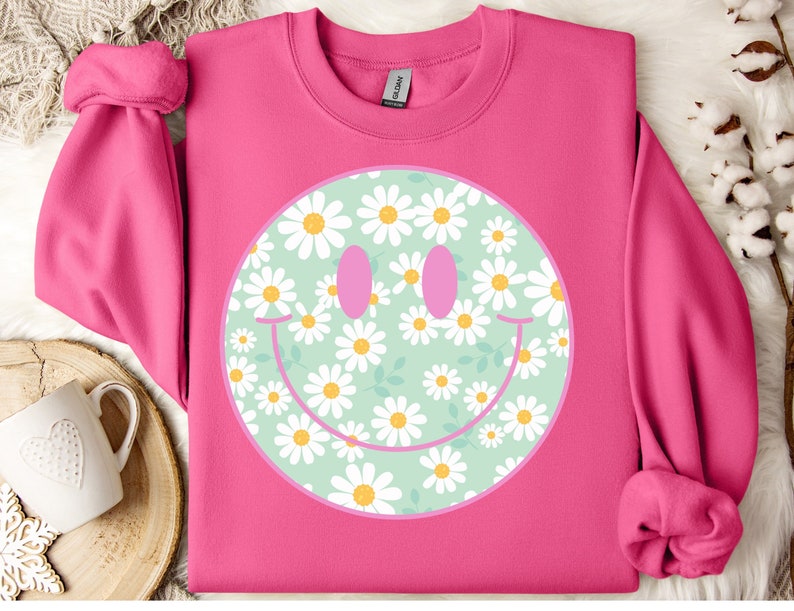 Retro Flower Smiley Face Floral Smile Face PNG Boho Retro Daisy Happy ...
