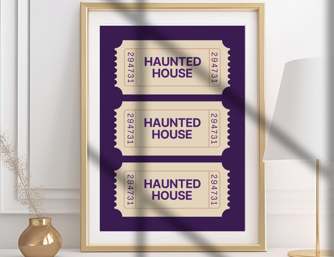 Halloween Print Haunted House Ticket Poster Halloween Party Decor ...