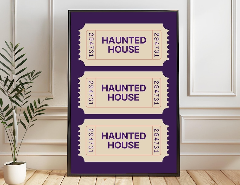 Halloween Print Haunted House Ticket Poster Halloween Party Decor ...
