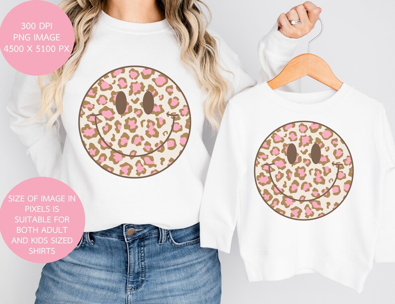 Pink Leopard Print Smiley Face PNG, Boho Groovy Smiley Face Pastel Png ...