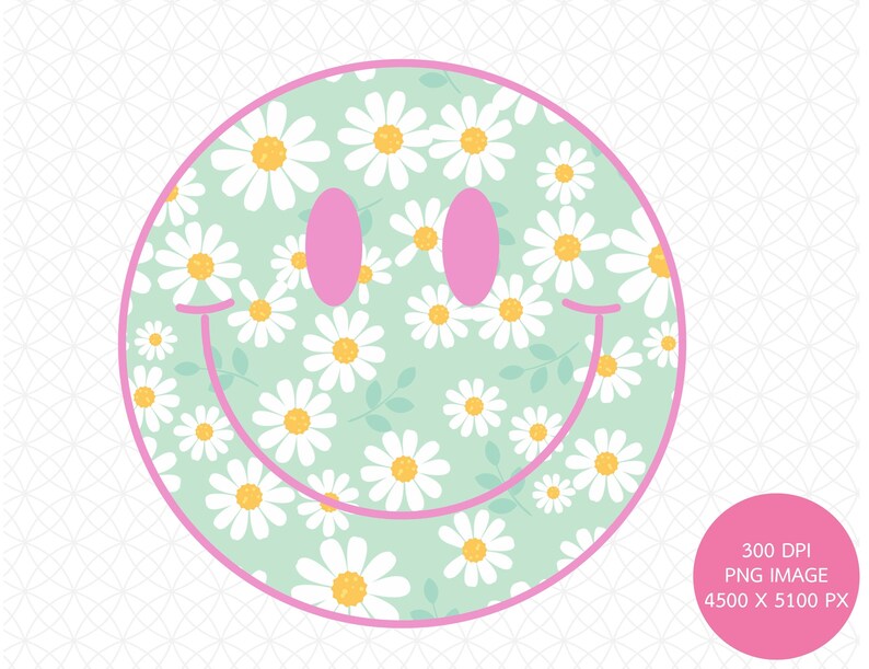 Retro Flower Smiley Face Floral Smile Face PNG Boho Retro Daisy Happy ...