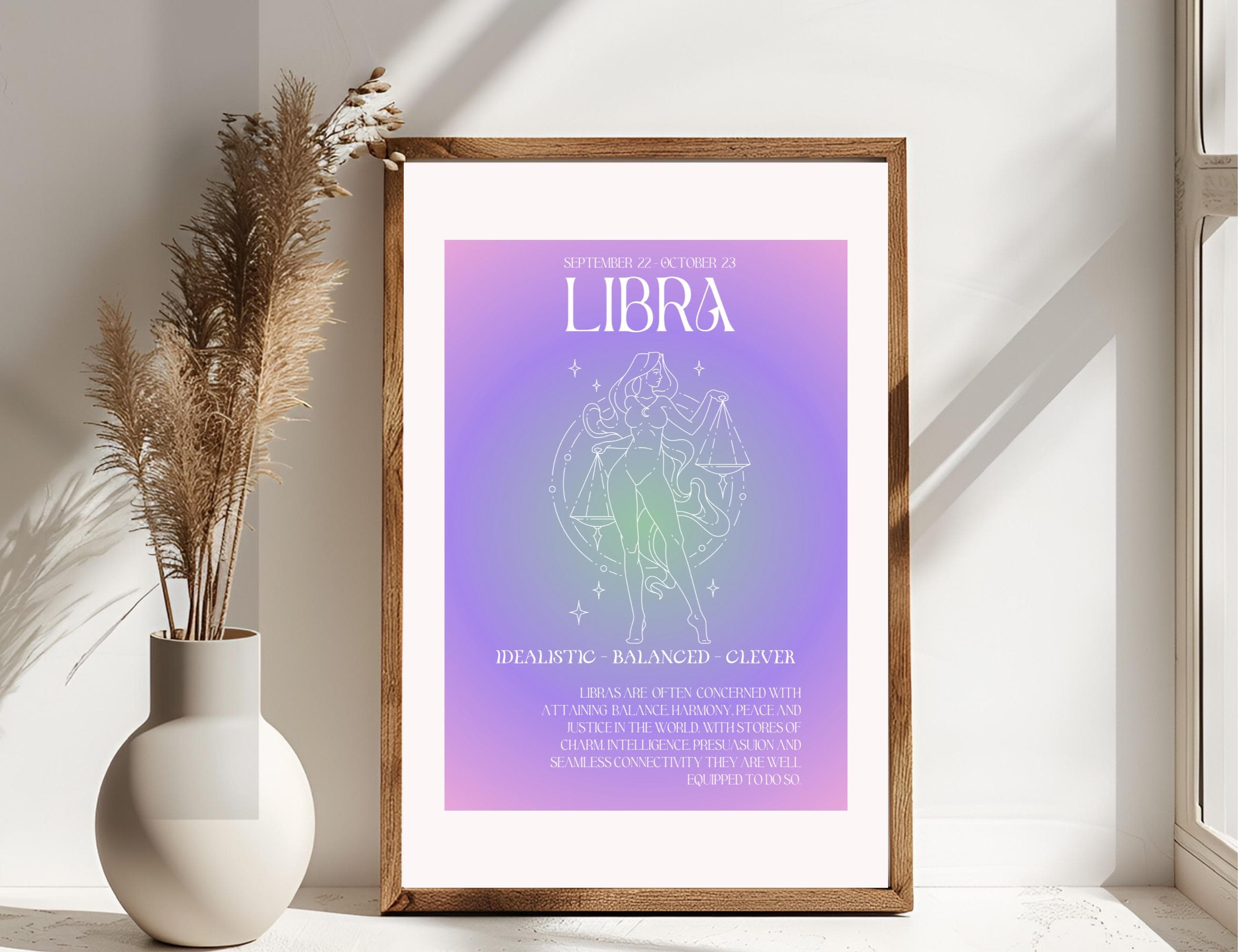 ZODIAC Print LIBRA Star Sign Wall Art Poster Astrology Printable ...