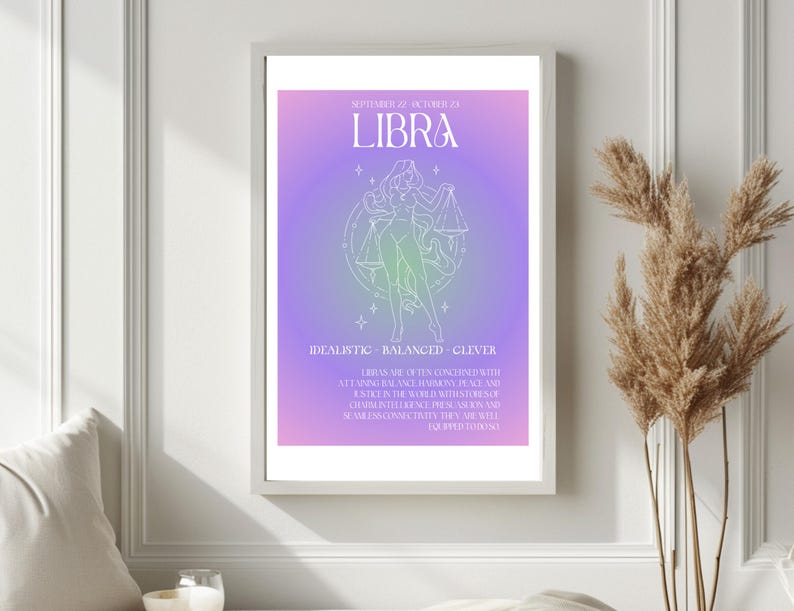 ZODIAC Print LIBRA Star Sign Wall Art Poster Astrology Printable ...