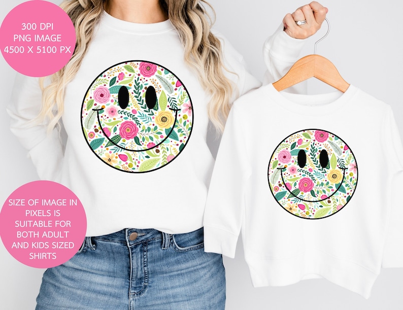 Floral Smiley Face Smile Face Flower PNG Boho Retro Daisy Happy Face ...