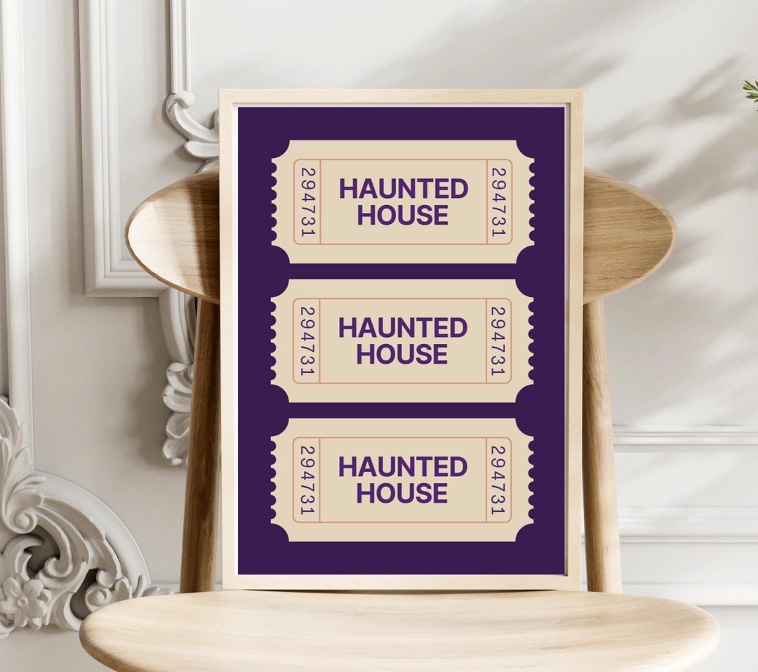 Halloween Print Haunted House Ticket Poster Halloween Party Decor ...