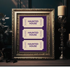 Halloween Print Haunted House Ticket Poster Halloween Party Decor ...