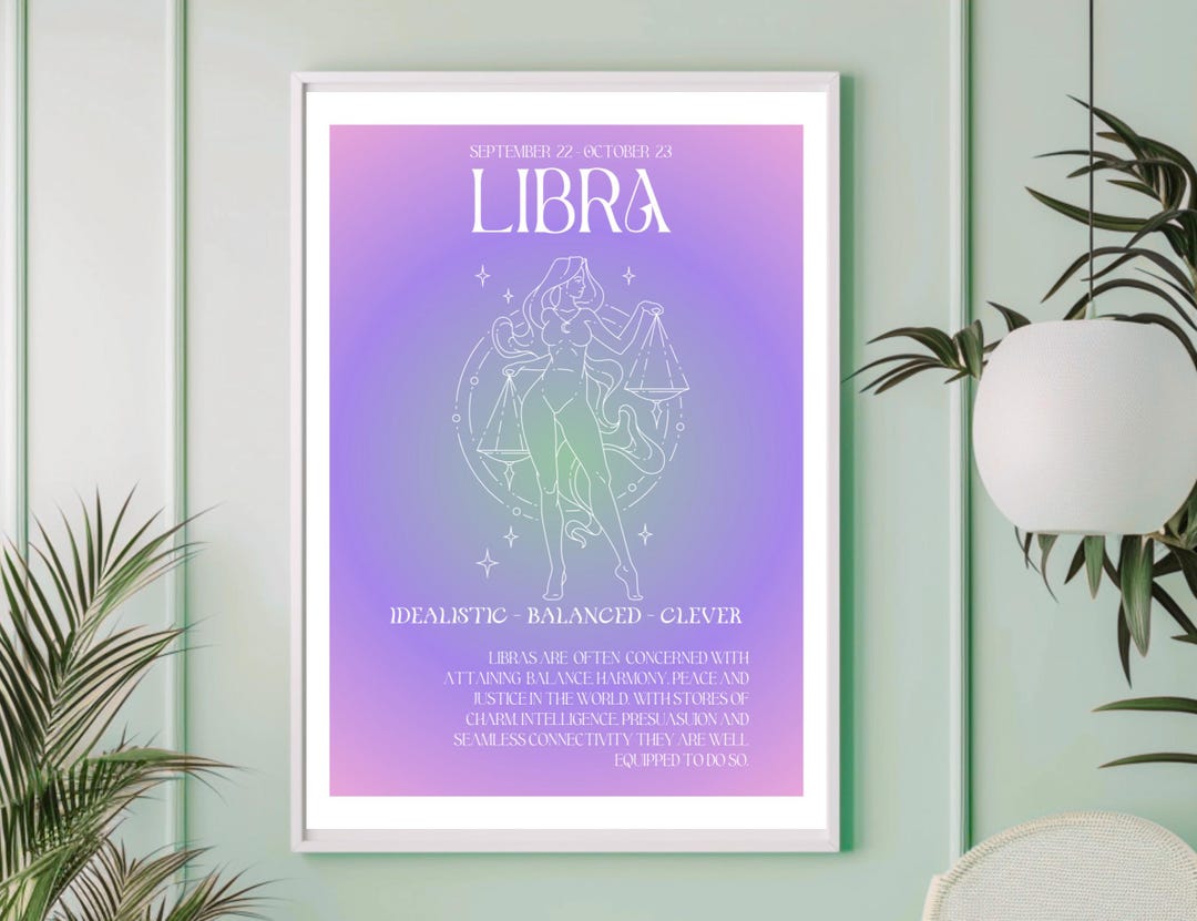 ZODIAC Print LIBRA Star Sign Wall Art Poster Astrology Printable ...