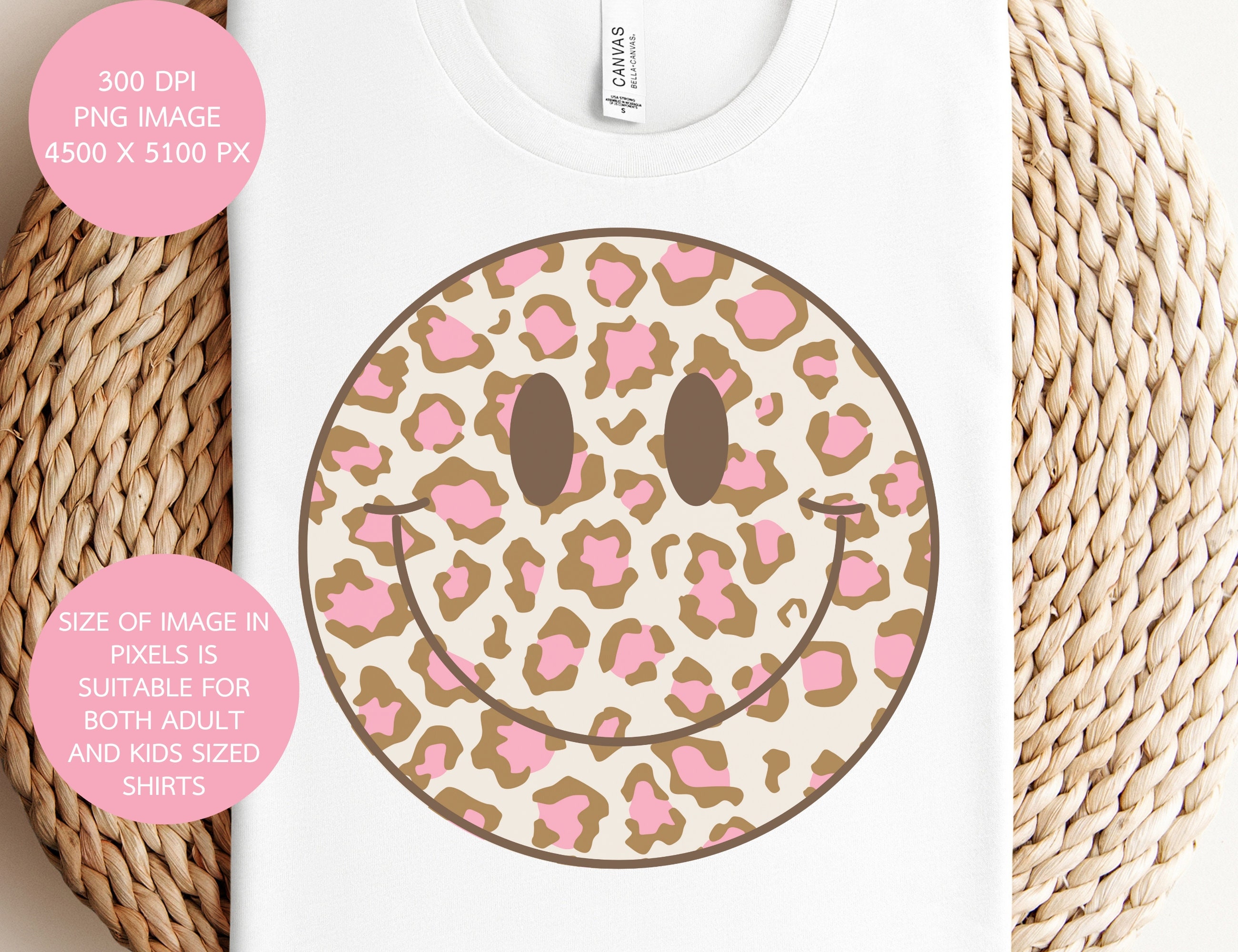 Pink Leopard Print Smiley Face PNG, Boho Groovy Smiley Face Pastel Png ...