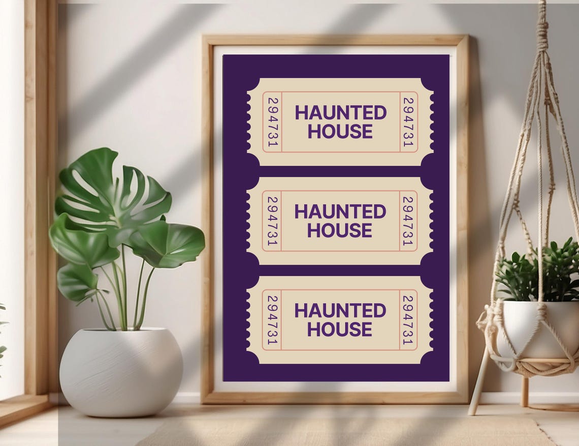 Halloween Print Haunted House Ticket Poster Halloween Party Decor ...